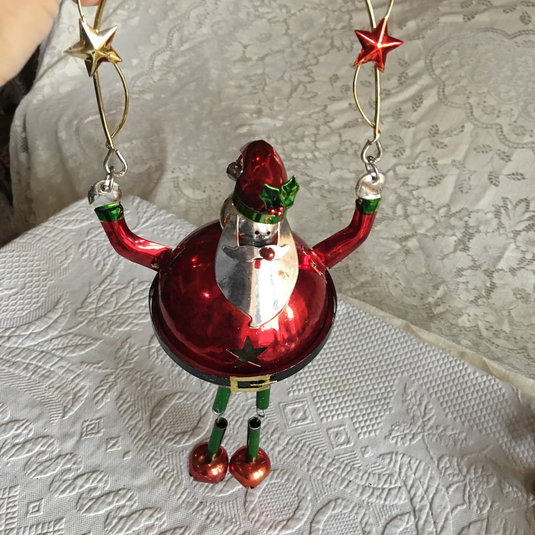 Vintage Dangling Santa Bell. Charming Santa Clause Bells Swinging From ...