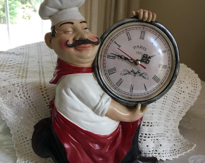 Vintage Chef Kitchen Clock. Battery Clock for Kitchen Wall. Charming ...