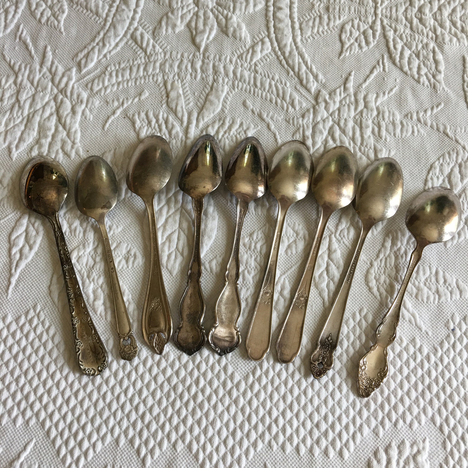 Vintage 9 Silver Plate Teaspoons in 7 Different Patterns. - Etsy