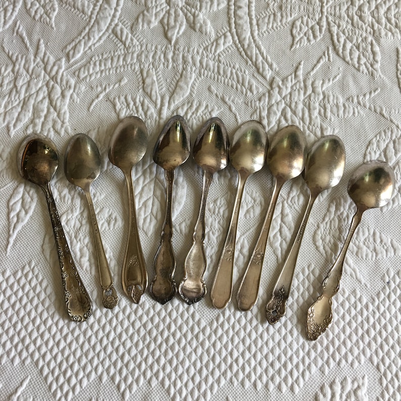 Vintage 9 Silver Plate Teaspoons in 7 Different Patterns. - Etsy