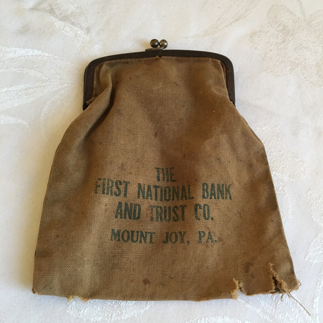 Vintage 1950s Bank Bag Mount Joy, PA. the First National Bank and Trust ...