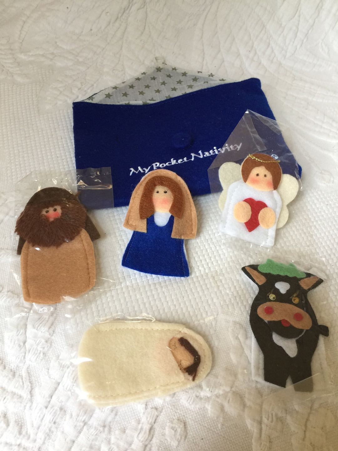 My Pocket Nativity Finger Puppets. Mary, Joseph, Baby Jesus, Cow and ...