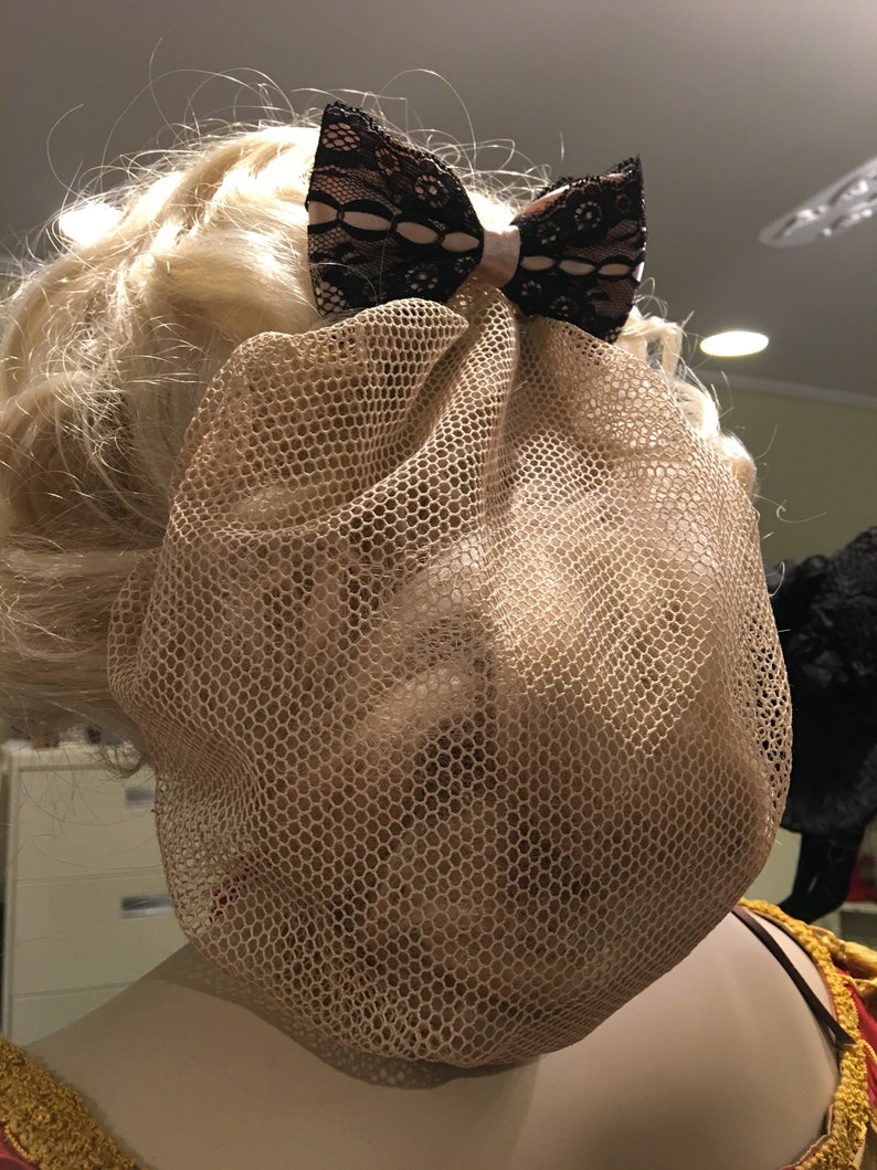 Vintage Net Fabric Beige Hair Net Snood With Velvet Bow. Cover - Etsy