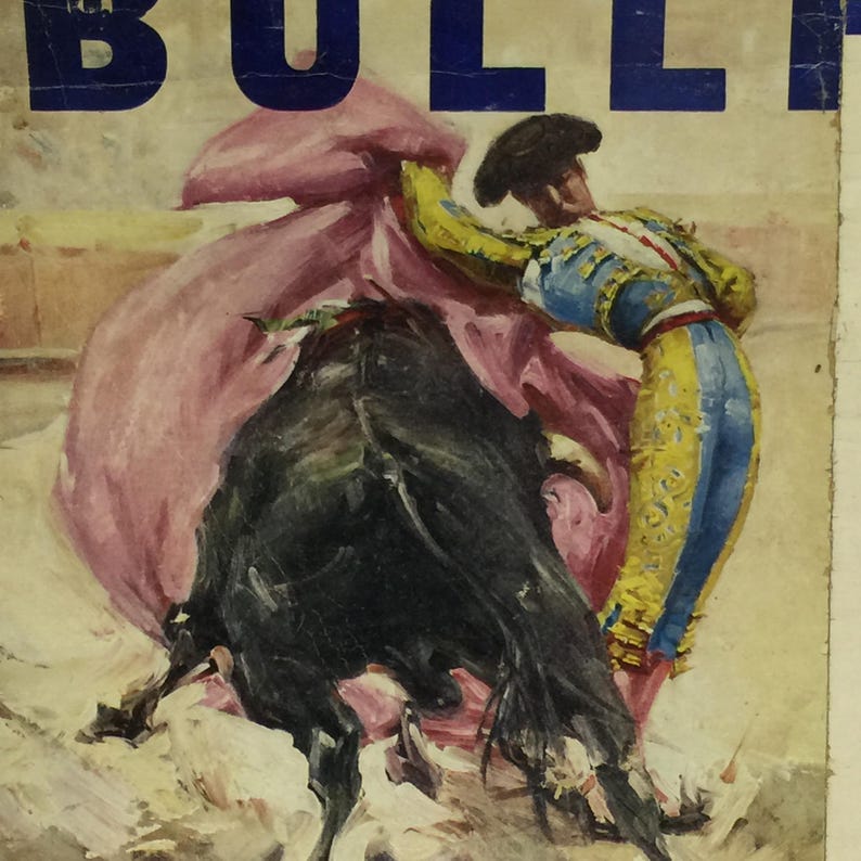 Vintage Bullfight Poster Advertising a Bullfight in Del Rio, Texas ...