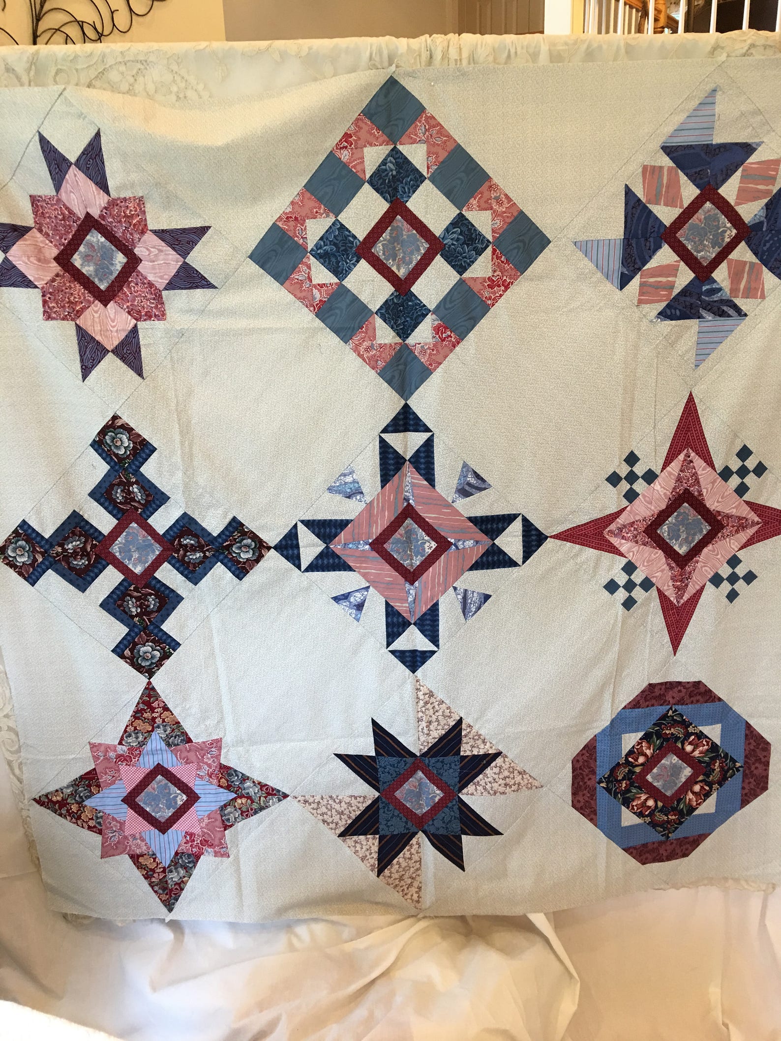 Handmade 9 Beautiful Blue and Pink Quilt Blocks Designed by | Etsy