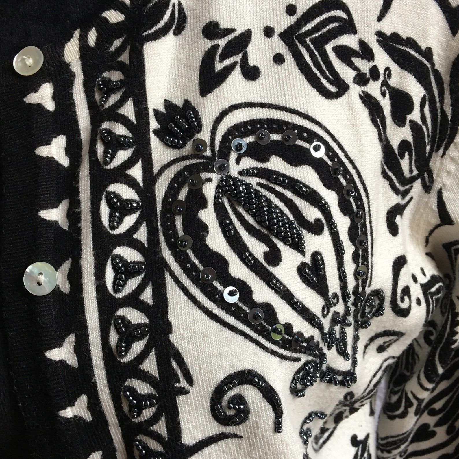 Vintage Cardigan. Pierri New York Black and White Beaded Cartigan ...
