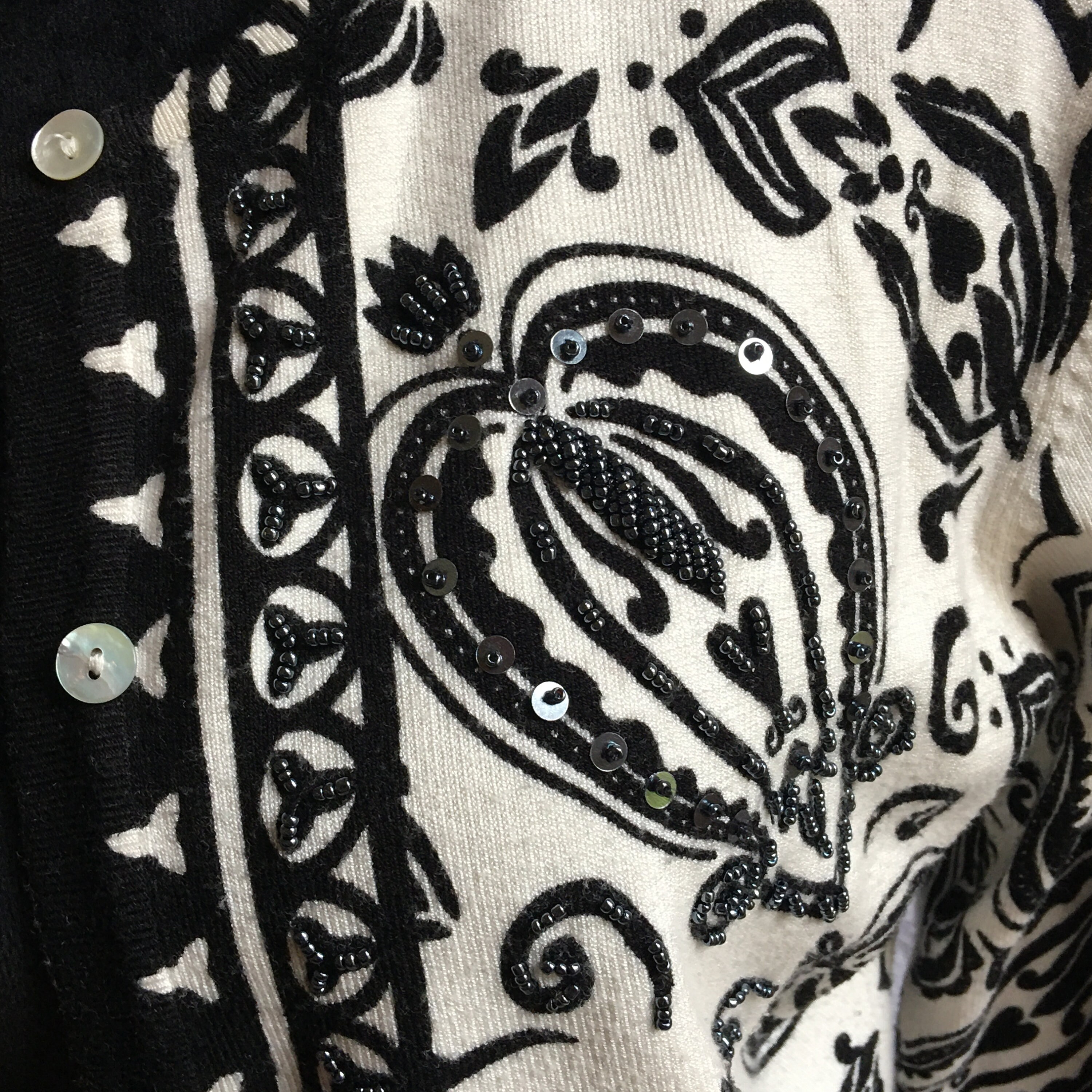 Vintage Cardigan. Pierri New York Black and White Beaded Cartigan ...