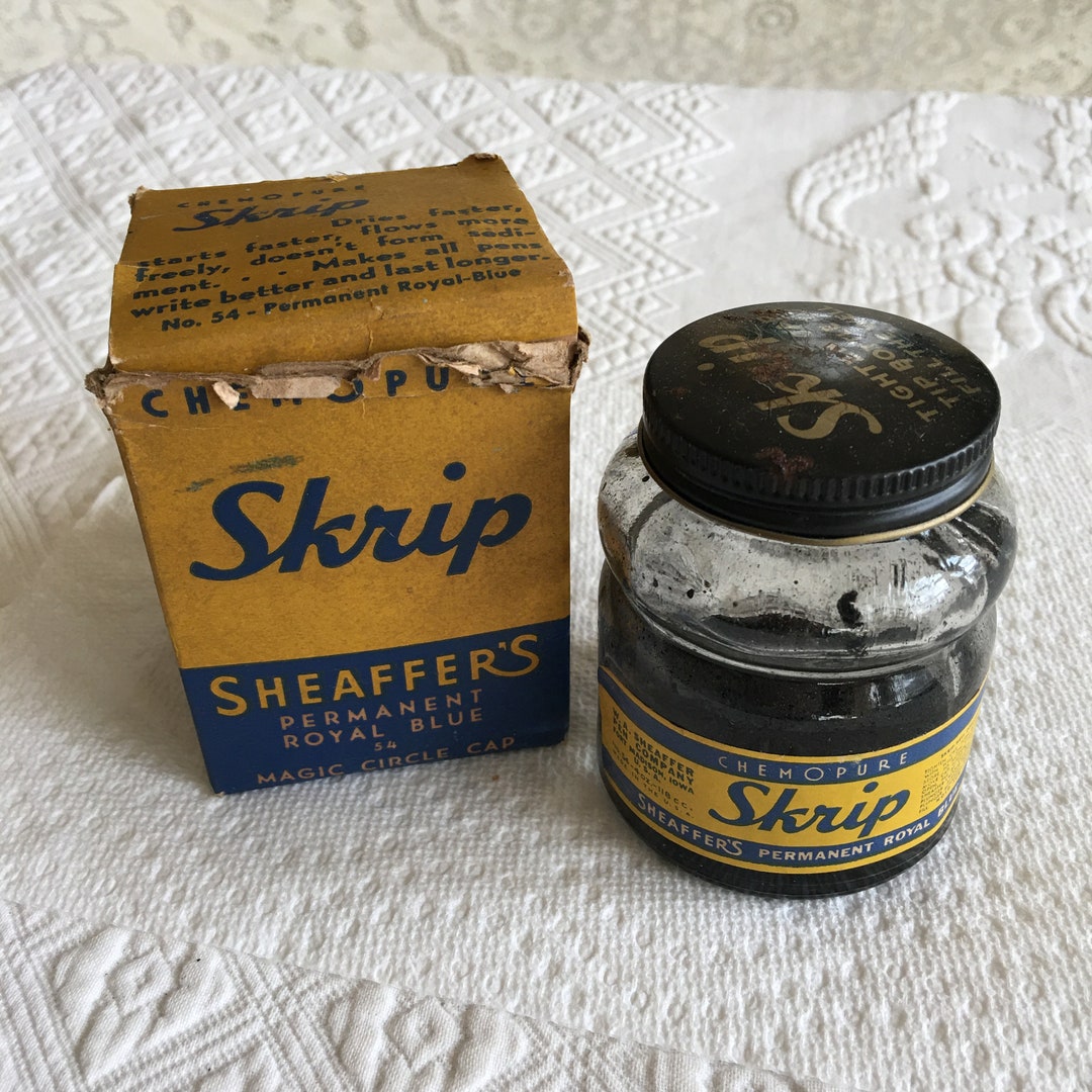 Vintage Royal Blue Ink and Washable Blue Sheaffer's Skrip Ink. 4 Ounce ...