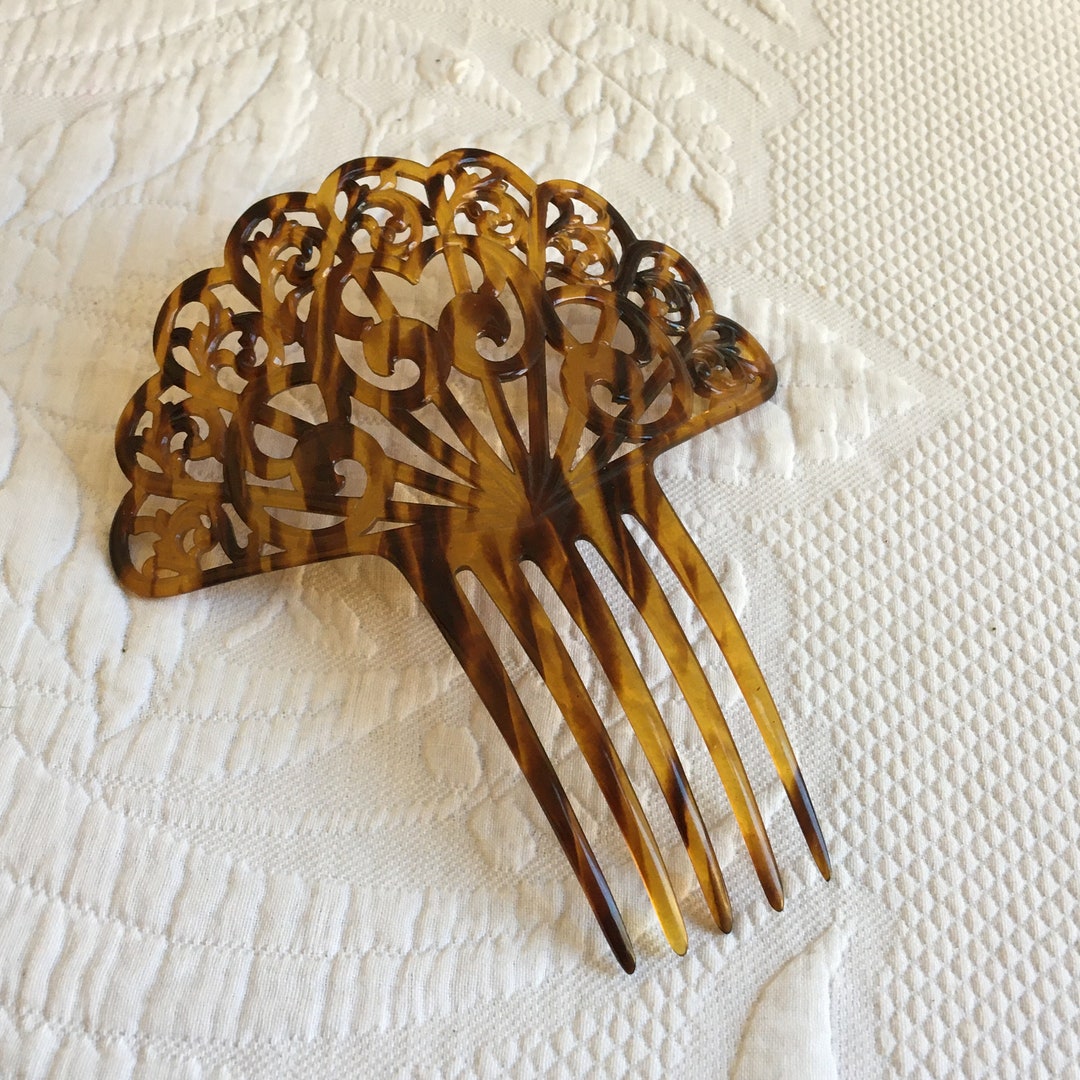Vintage Mantilla Comb Tortoise Shell Hair Ornament. Oriental Fan Shaped ...