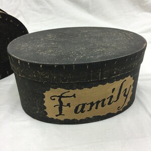 Vintage Set of 3 Painted Cardboard Oval Boxes. Faith, Family and ...