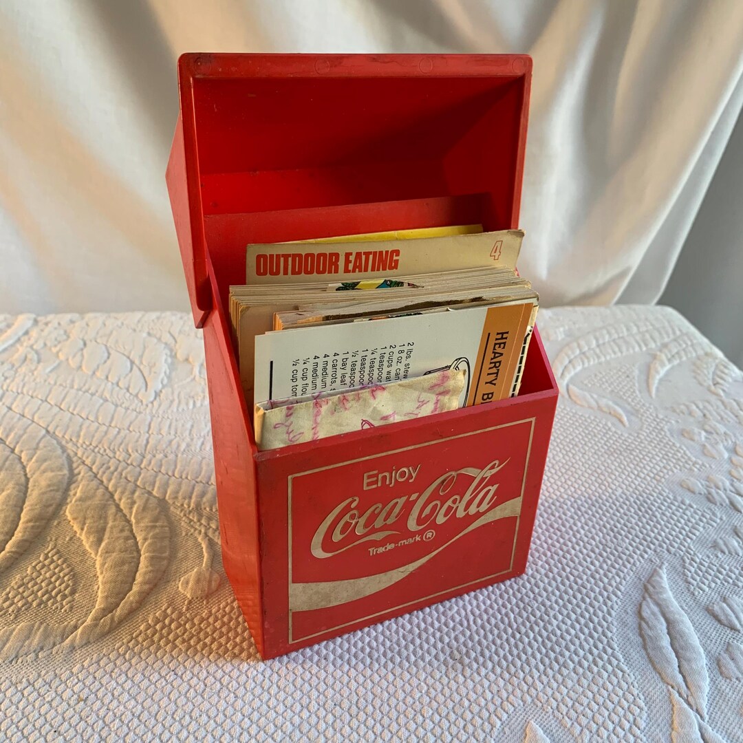 Vintage Coca Cola Recipe Box, Red and White Plastic Recipe Box. Recipes ...