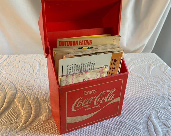 Vintage Coca Cola Recipe Box, Red and White Plastic Recipe Box. Recipes ...