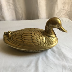 Vintage Solid Brass Duck Container. Detailed Duck Figurine - Etsy