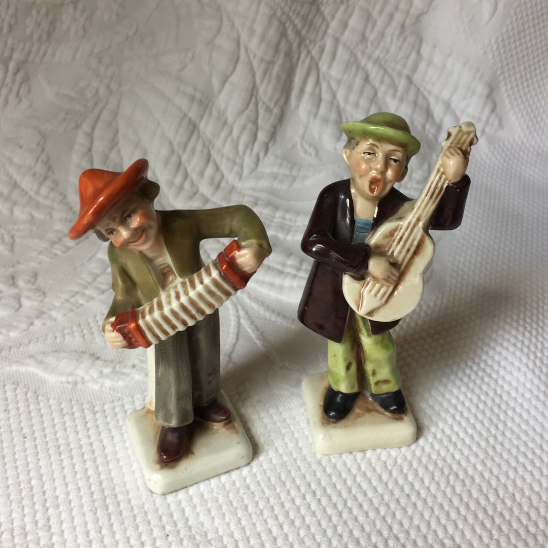 Vintage Porcelain Musical Man Figurines. One Playing the Guitar and One ...
