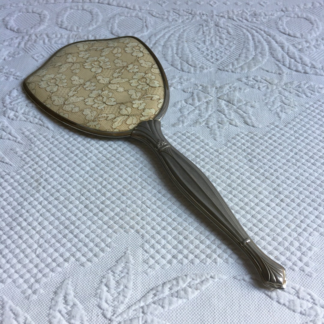 Vintage Lace Hand Mirror. Art Deco Design Silver Tone Beveled Mirror ...
