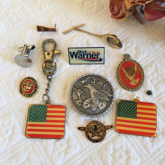 Vintage 10 Piece Collection of Varied Pins and Insignia. Chain | Etsy