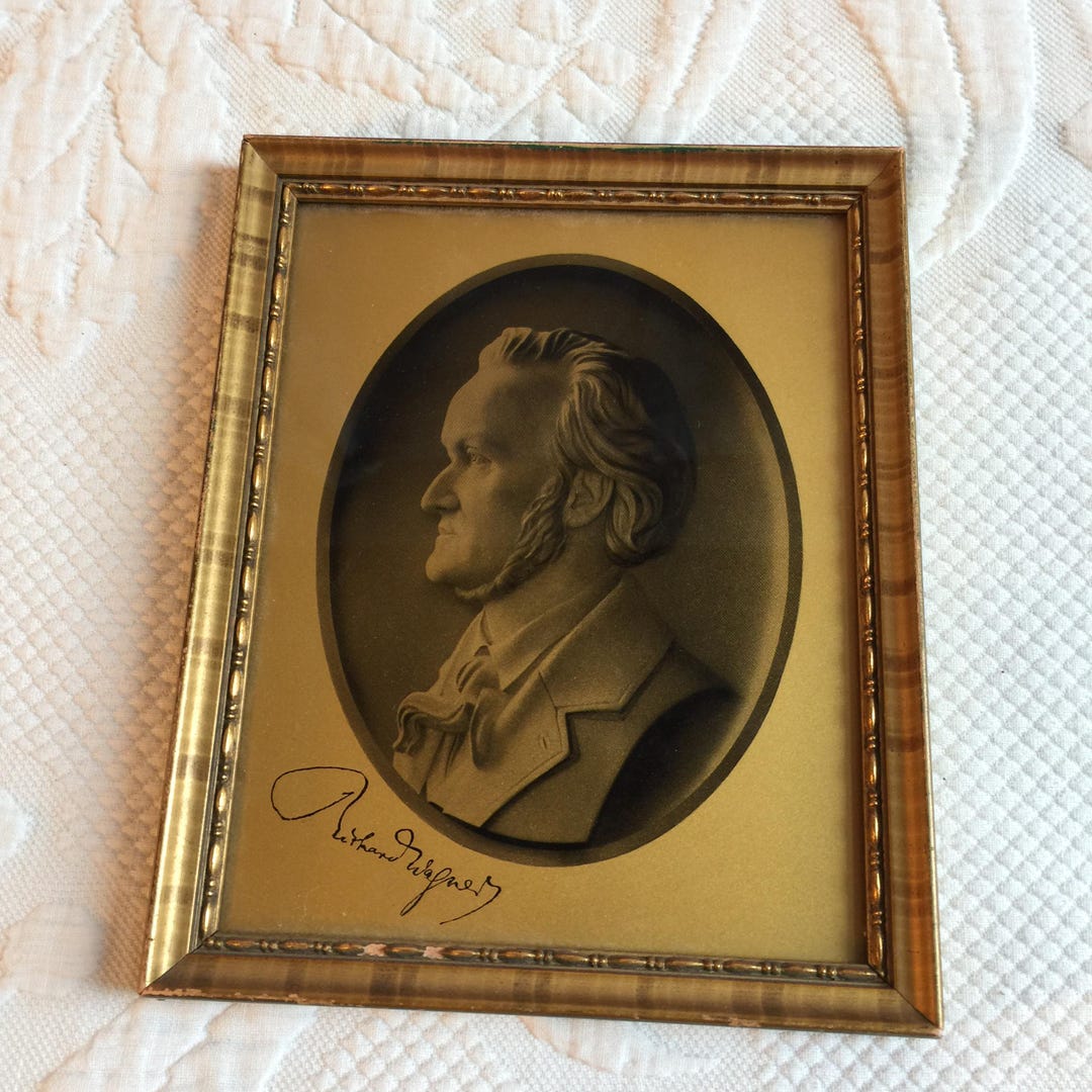 Imagen enmarcada vintage de Richard Wagner. Destacado compositor ...