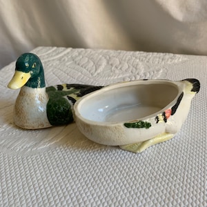 Vintage Ceramic Duck Box. Head and Top of Duck Removes to Hold Items in ...
