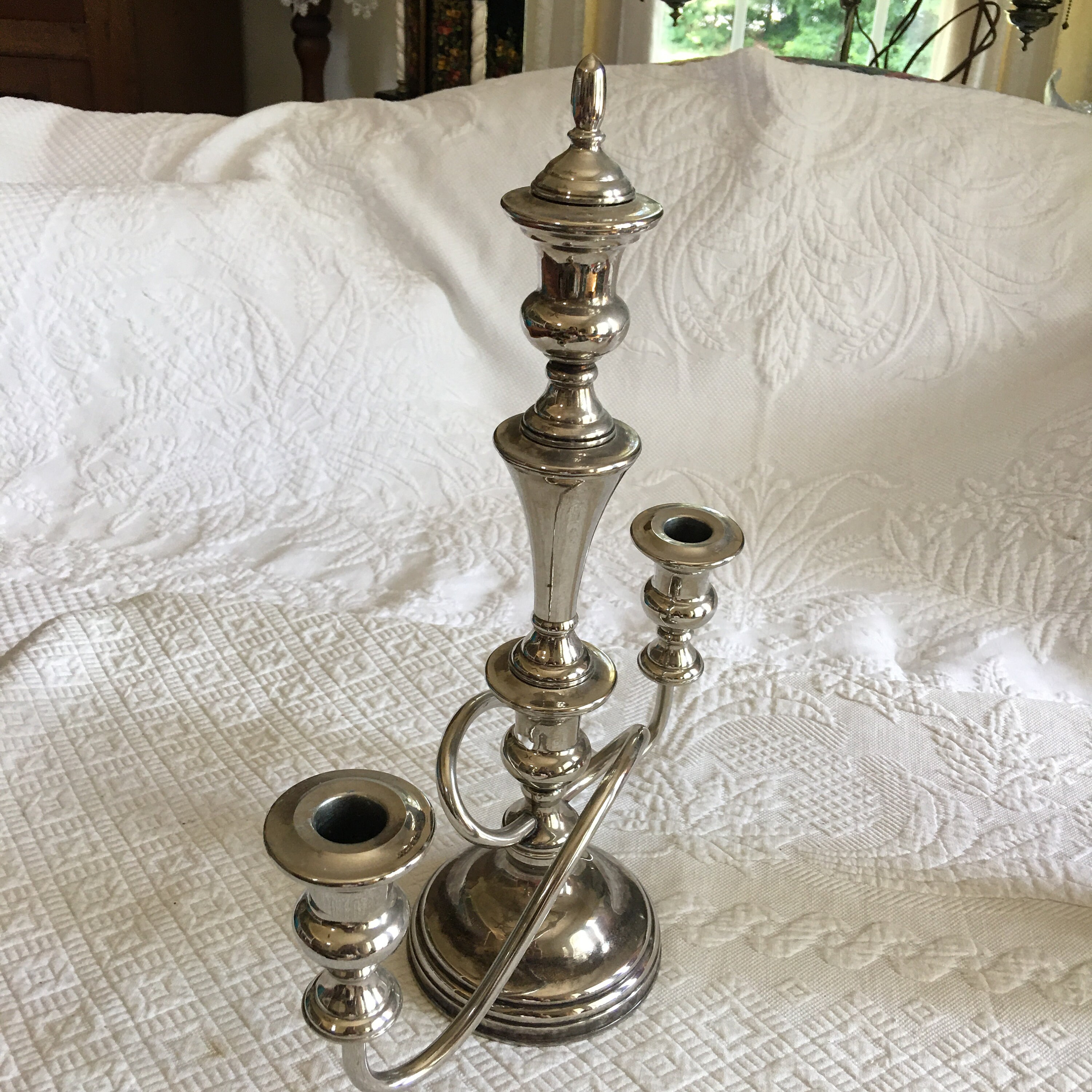 Vintage Triple Candlestick. Decorative Center Plug or Third Candle ...