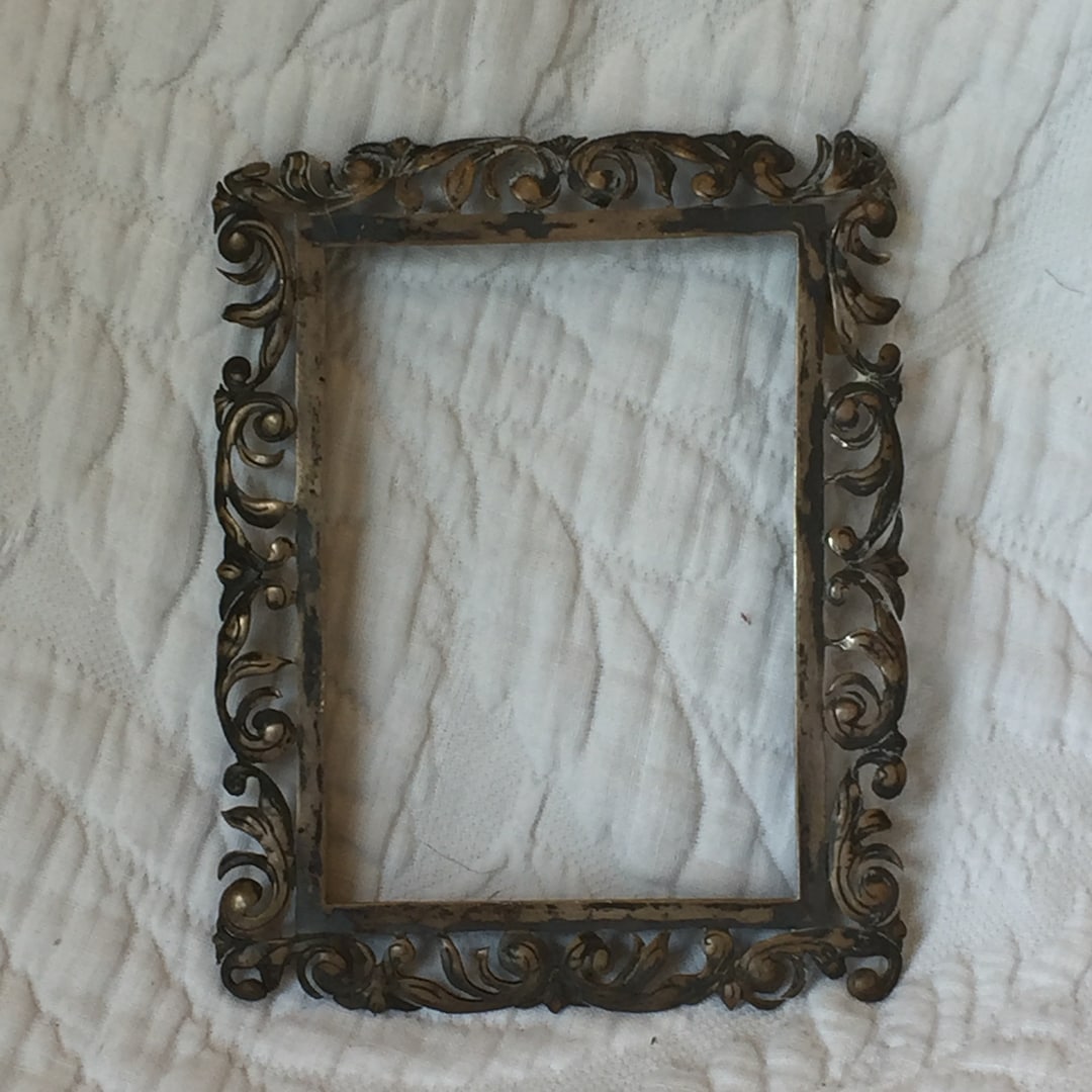 Victorian Silver Plate Fancy Rustic Metal Ornate Frame. Swirling ...