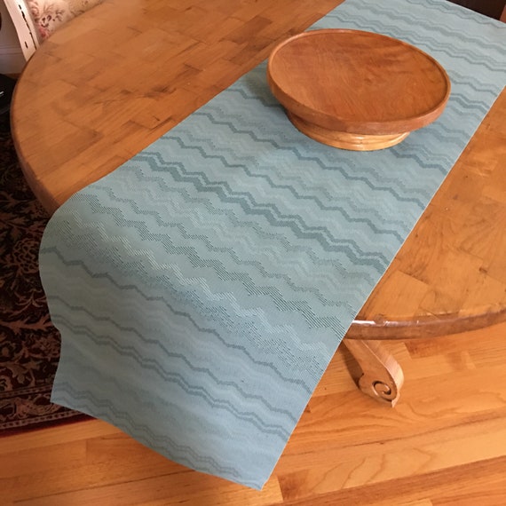 Long Textured Plastic Zig Zag Design Table Runner in Aqua | Etsy