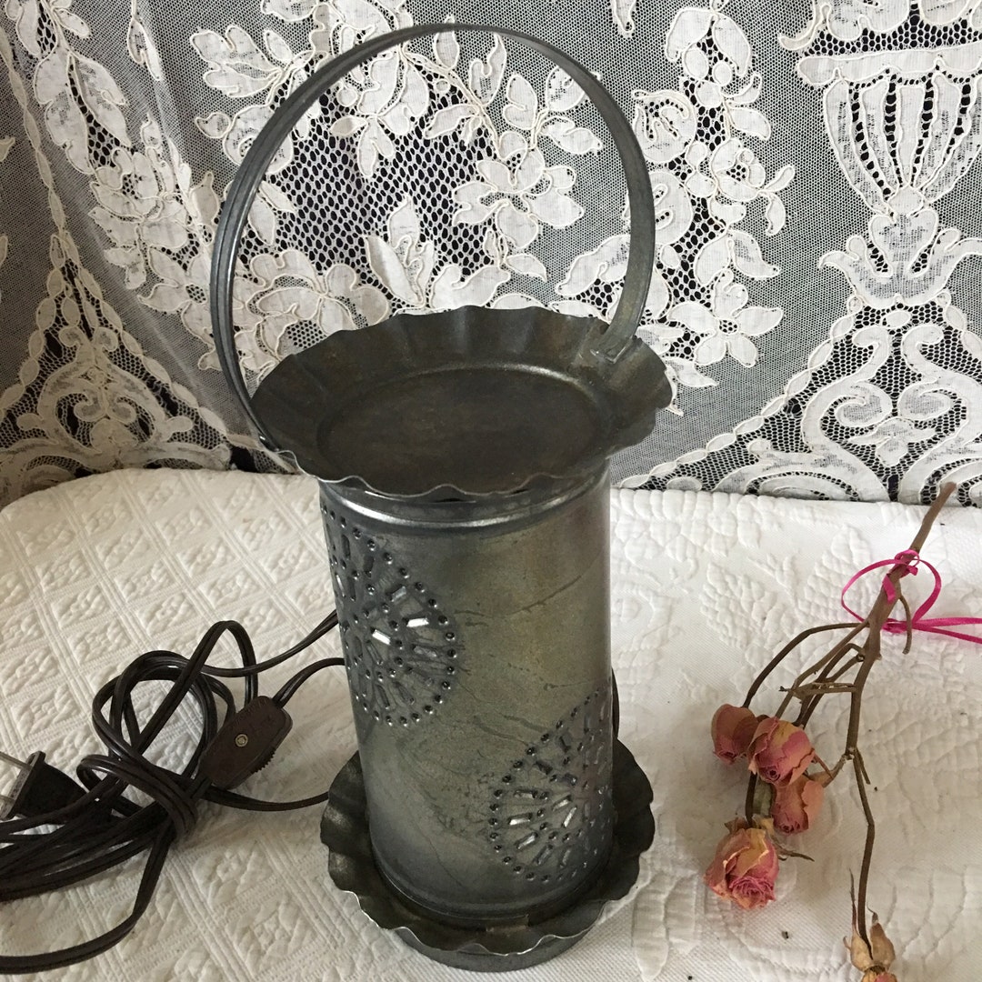 Vintage Tin Lamp With Handled Basket Top for Melting Fragrance Wax. as ...