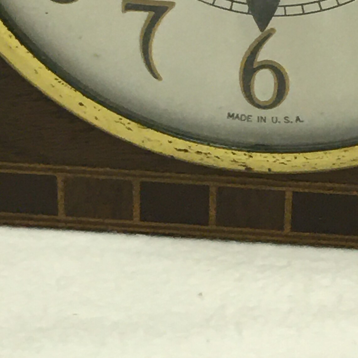 Vintage 1977 Sessions Art Deco Mantle Clock. Half Moon Shaped Inlaid ...