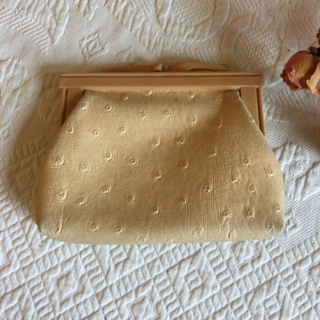 Vintage Faux Leather Look Vinyl Change Purse With Plastic Snap Latch ...