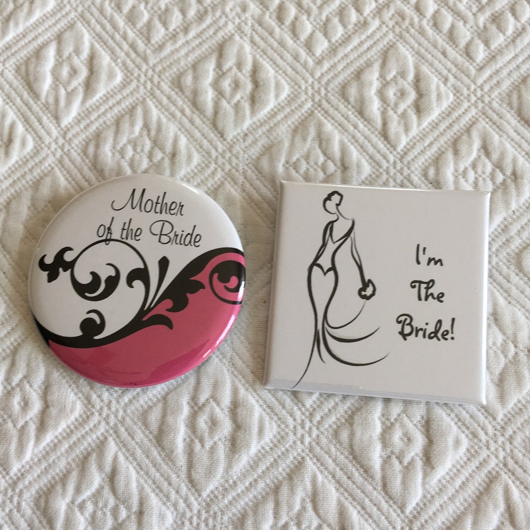 Vintage Bride Button Pins. Mother of the Bride and I'm the Bride Button ...