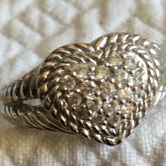 Vintage Judith Ripka 925 Sterling Heart Ring with Rop… - Gem
