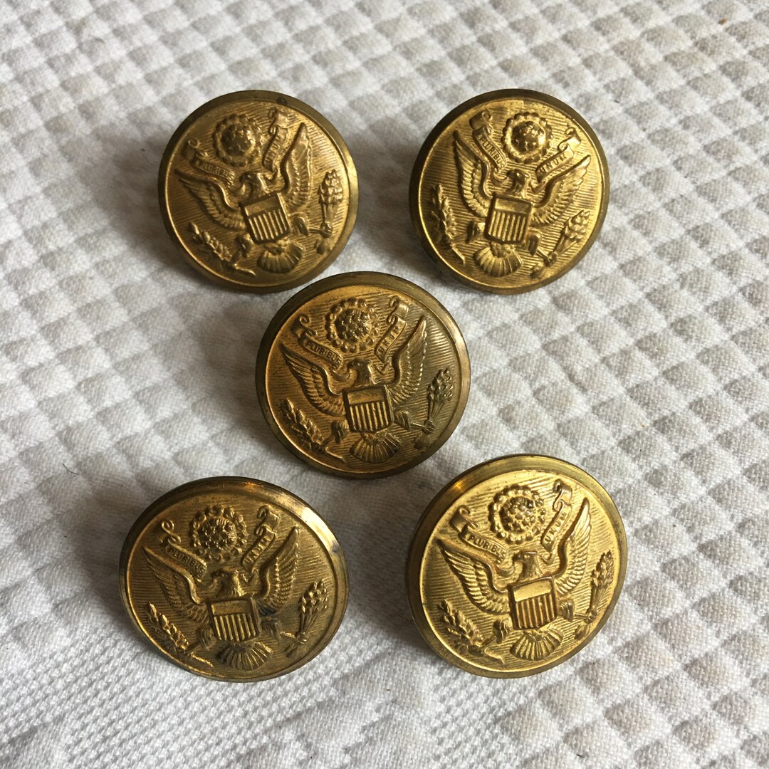 Vintage 5 Large Gold U. S. Military Eagle Buttons. Rex Products Corp ...