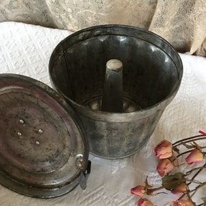 Antique Tin Mold With Lid, Latches and Handle. Beautiful Ridged or ...