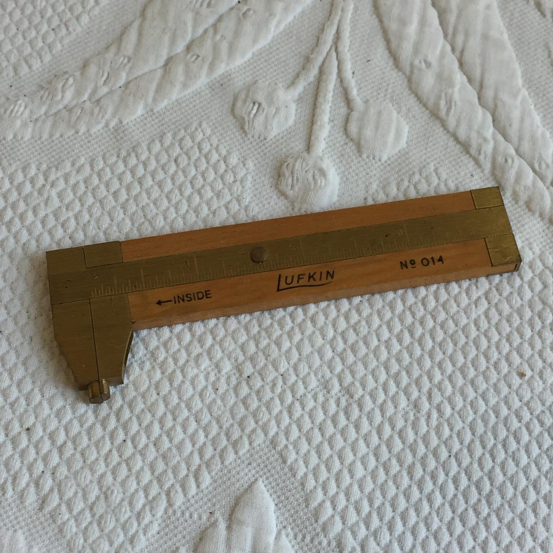 Vintage 1960's Lufkin No 014 Caliper Ruler in Boxwood and Brass. 4 1/4 ...