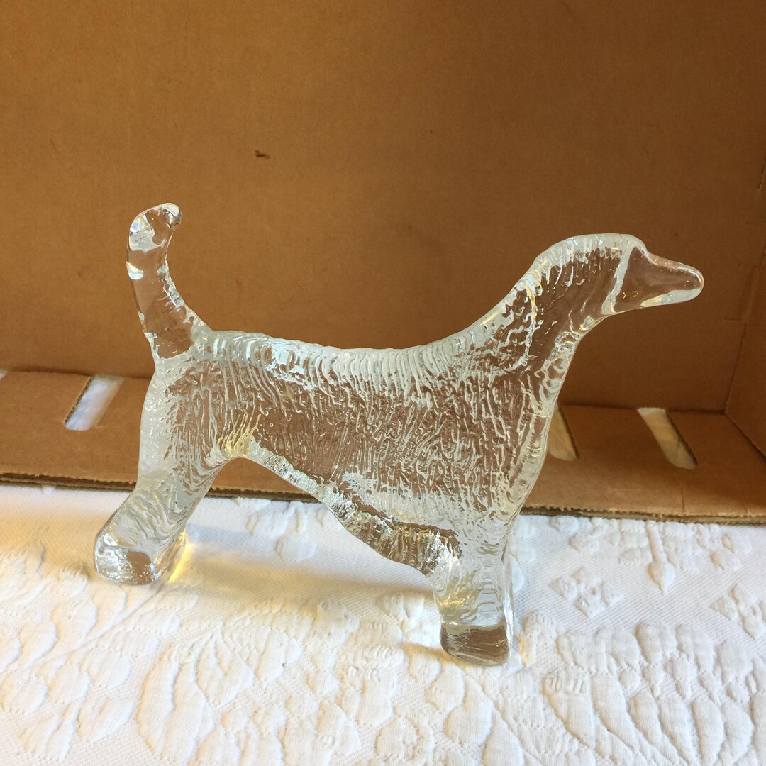Vintage Kosta Boda Glass Dog. Clear Glass Afghan Hound Dog Sweeden ...
