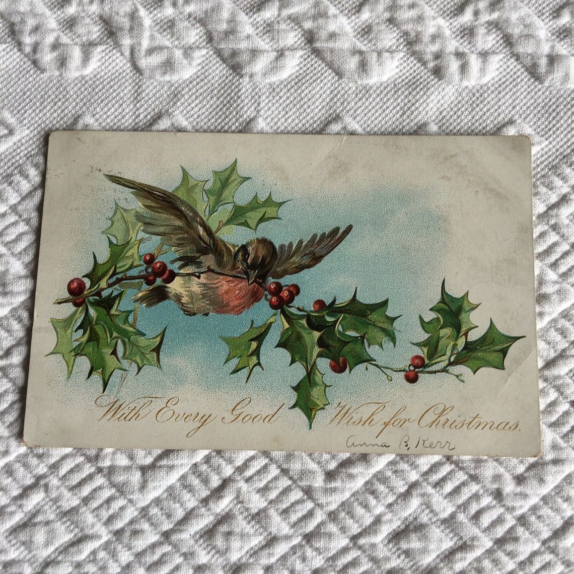 3 Victorian Antique Christmas Postcards. Two One Cent Ben Franklin and ...