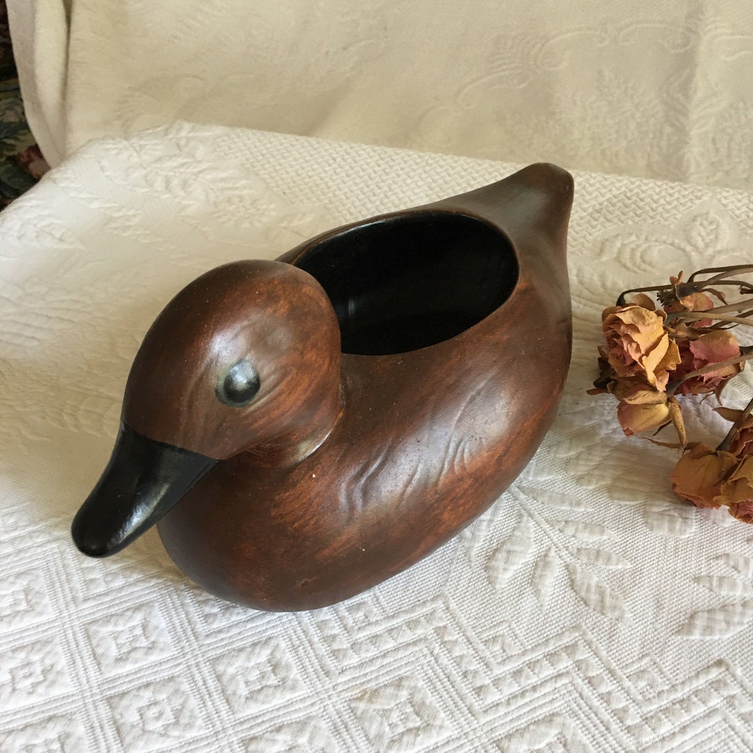 Vintage Ceramic Duck Planter. Brown Duck Hollow Inside to Plant a Plant ...