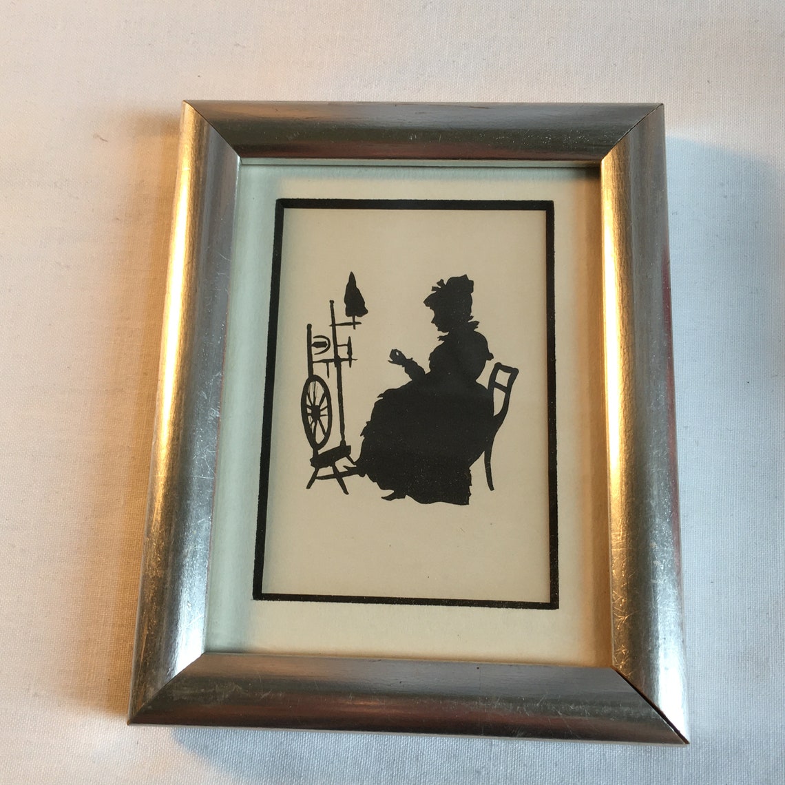 Antique Silhouette Pictures of Sitting Women. Lady Facing Right Holding ...