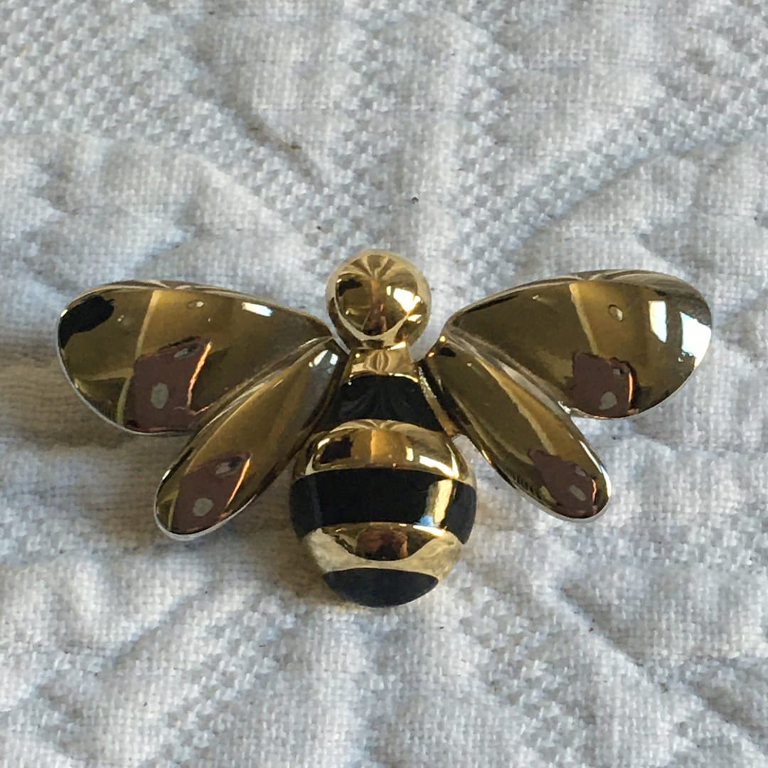 Vintage LC Bee Pin Brooch in Gold, Silver and Black. Charming Bee for ...