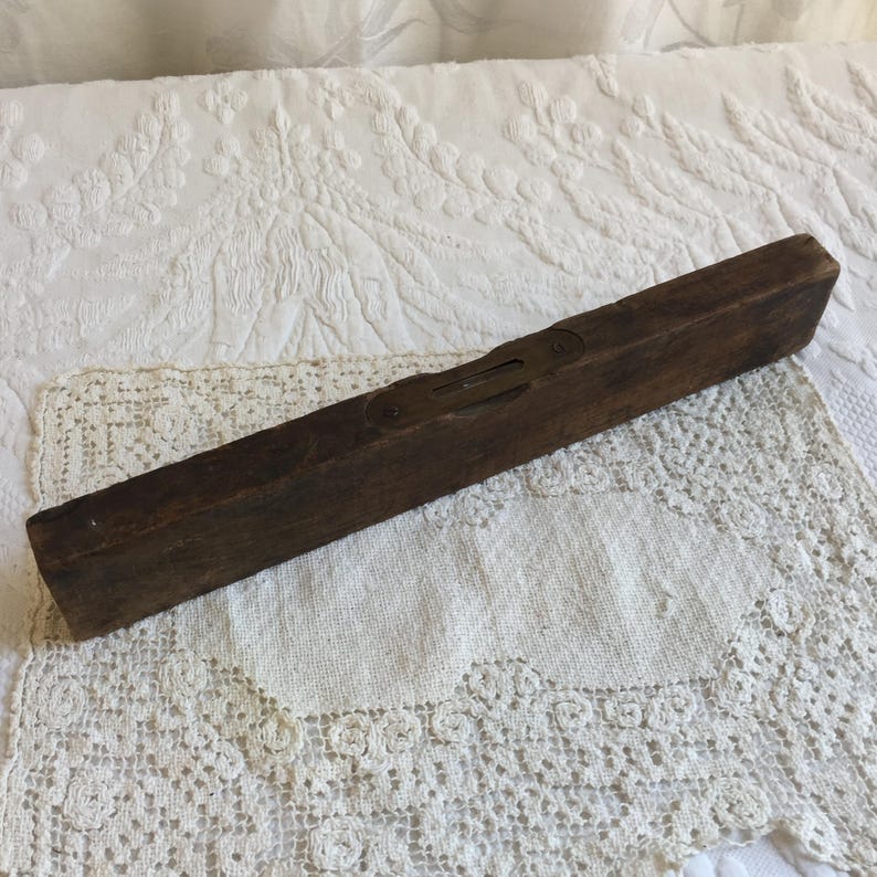Antique Wooden Level. Carpenters Level of Wood and Brass With Glass ...