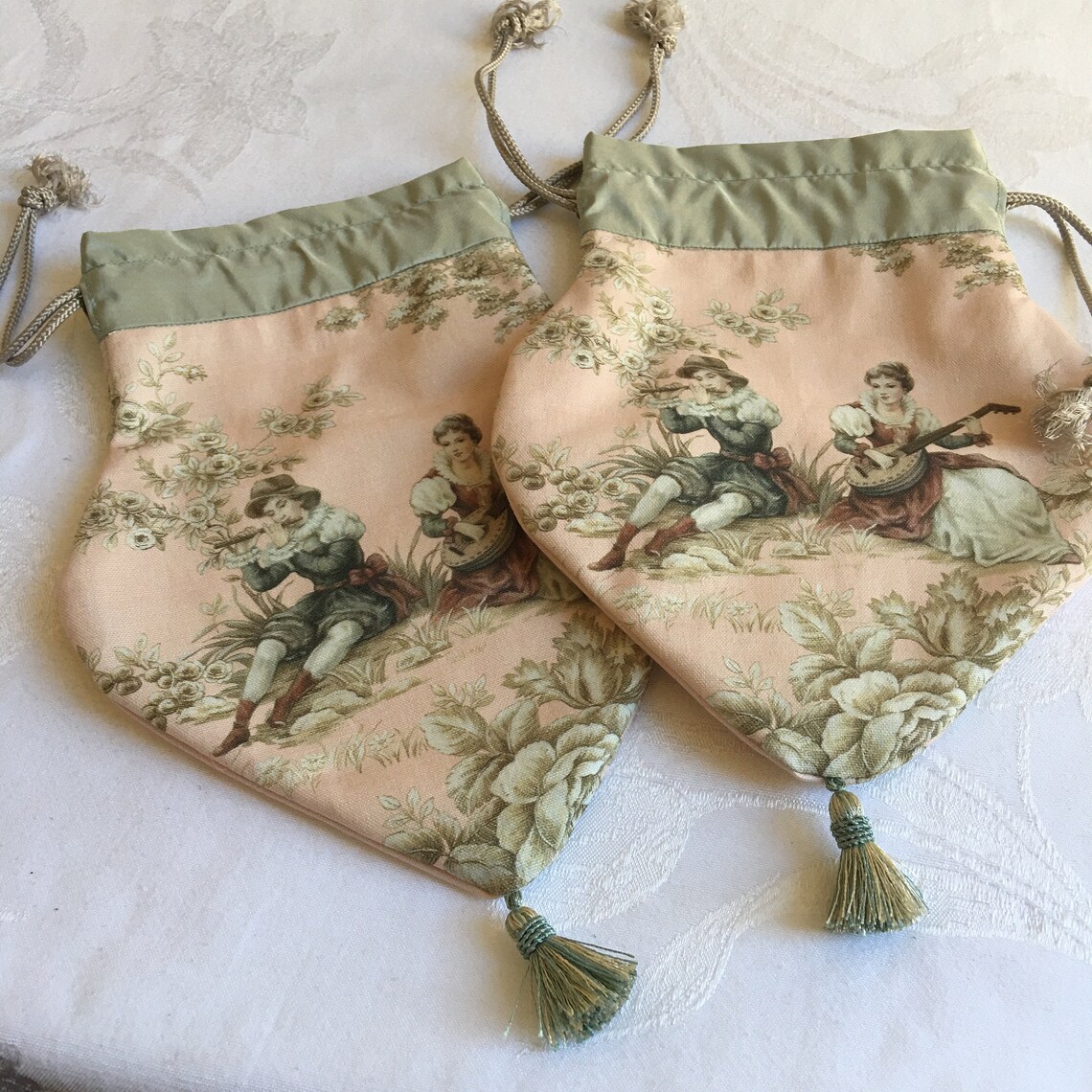 Handmade Cotton And Silk Reticule With Artist Designed Fabric White