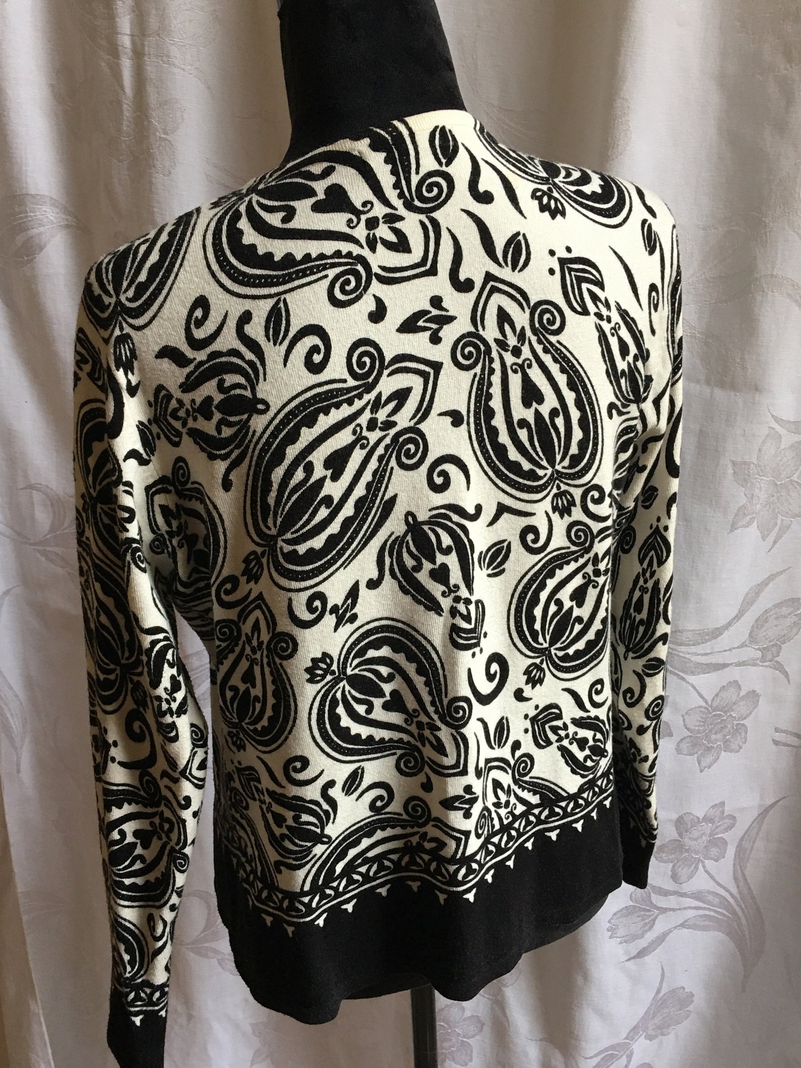 Vintage Cardigan. Pierri New York Black and White Beaded Cartigan ...