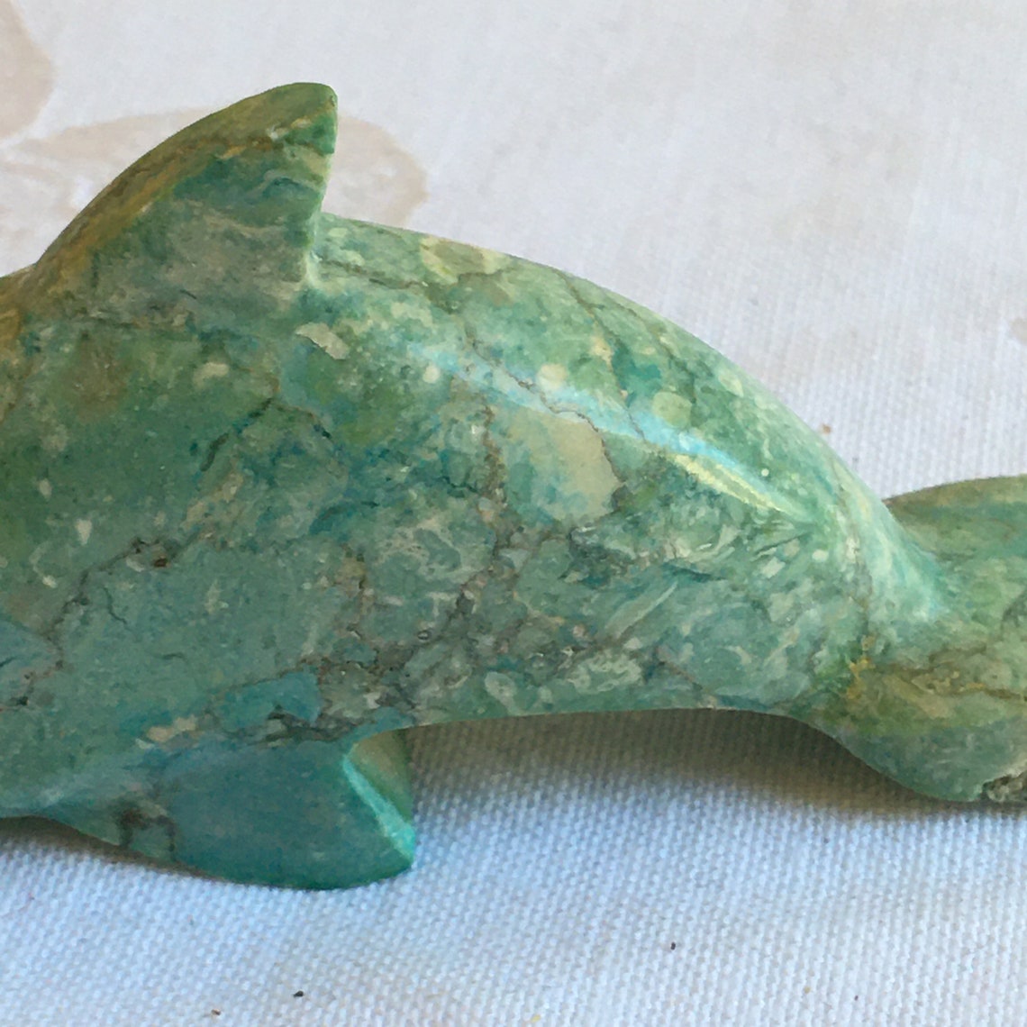 Vintage Teal Marble Dolphin Figurine. Alabaster or Marble Animal ...