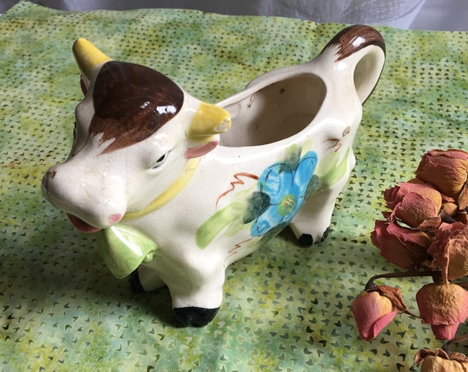 Vintage 1940s Ceramic Cow Cream Pitcher. Tail as the Handle, Mouth as ...