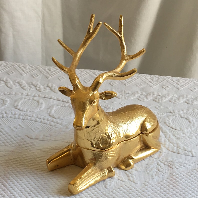 Vintage Brass Reindeer Box Made in India. Gold Brass Box for - Etsy