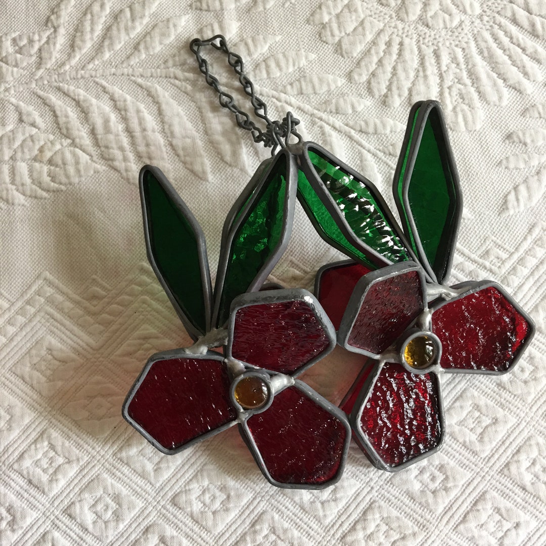 Vintage Stained Glass Dimensional Hanging Decoration. Two Identical ...
