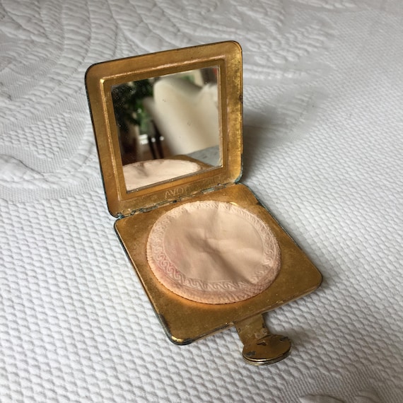 Vintage Avon Compact. Brushed Gold Square Powder Comp… - Gem