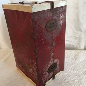 Vintage Doll Wardrobe Trunk. Red and White Metal Doll Trunk With ...
