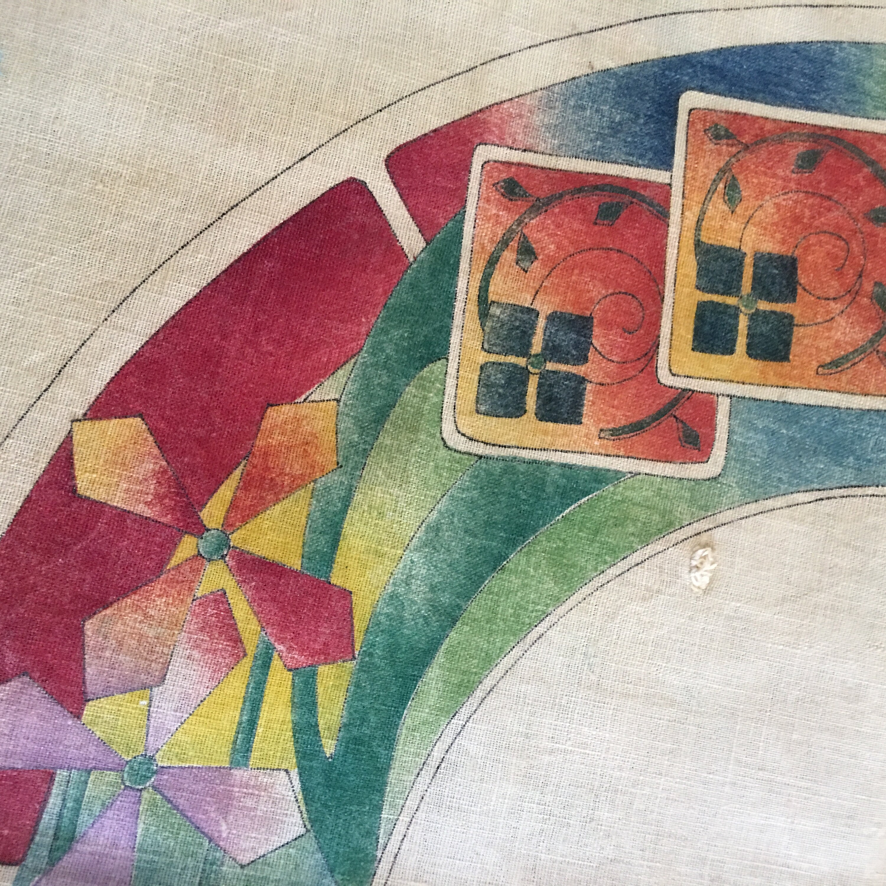 Vintage Hand Painted Artsy Circle Design on Heavy Cotton. Very Striking ...