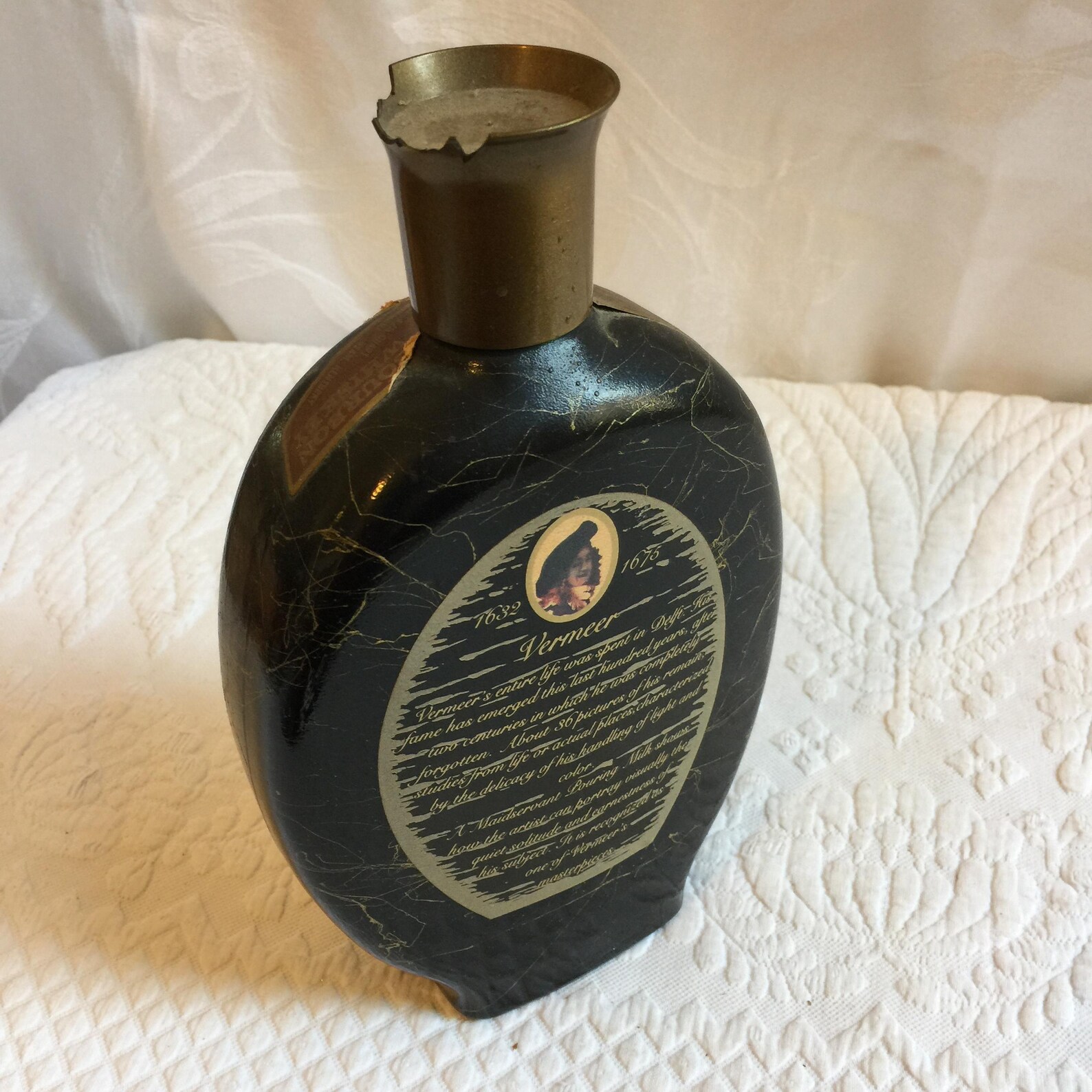 Vintage Bourbon Bottle With Vermeer Painting A Maid Ervant Pouring Milk ...
