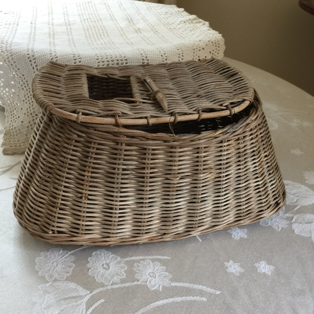 Vintage Fly Fishing Creel Woven Wicker Fishing Basket With Top Opening ...